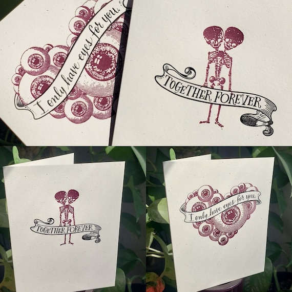 Creepy Valentine's Day Cards A2 sized Letterpressed Card | Etsy