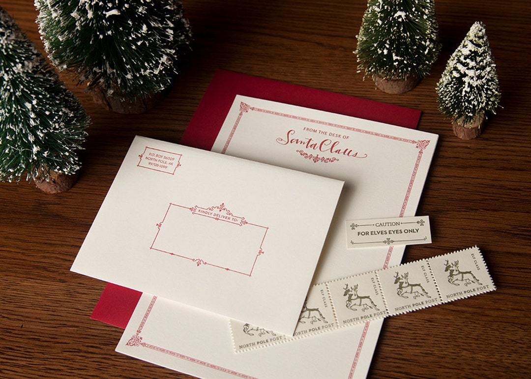 Santa Stationery Kit - Letter From Santa - 5 Pack Letterpressed ...