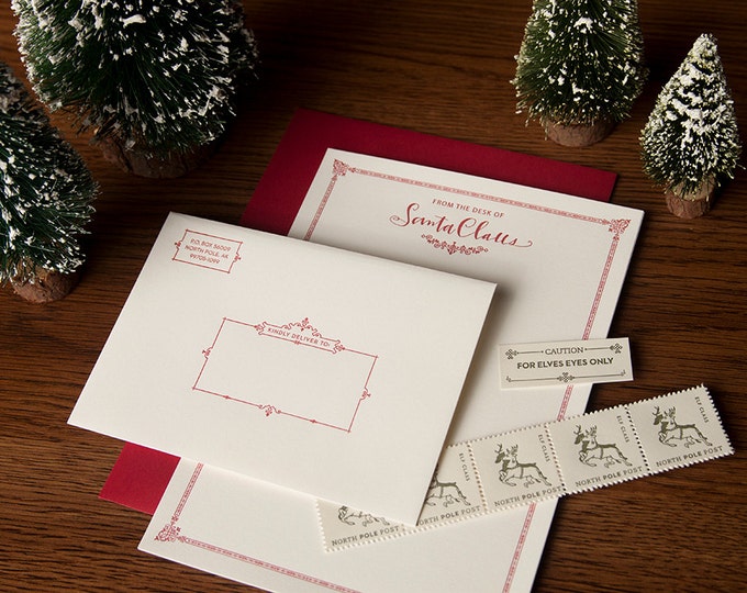 Santa Stationery Kit - Letter From Santa - 5 Pack Letterpressed ...