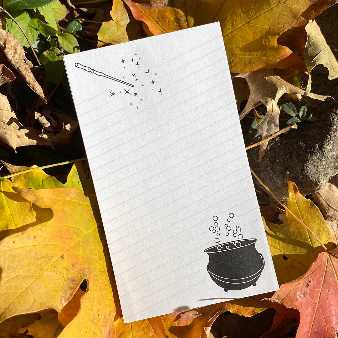 Cauldron & Wand Note Pad - Letterpressed Grocery Shopping List - Magic ...