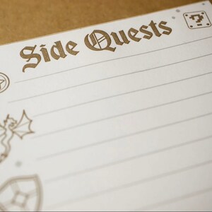 Side Quest Note Pad - Gamer - Letterpress Printed Note Pad - Grocery ...