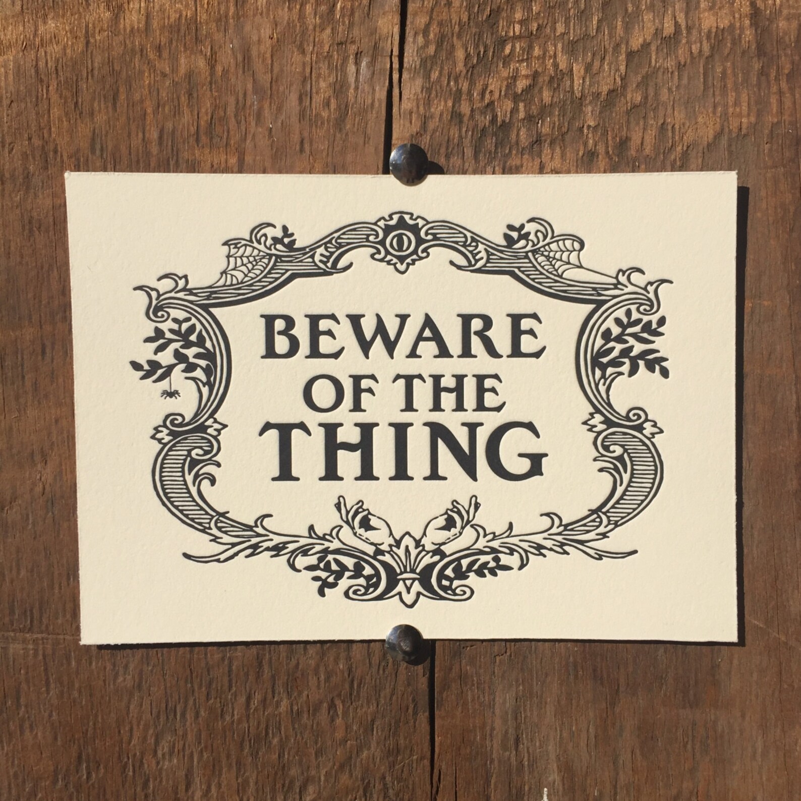 Beware of the Thing Art Print Letterpressed Print Wall Art - Etsy
