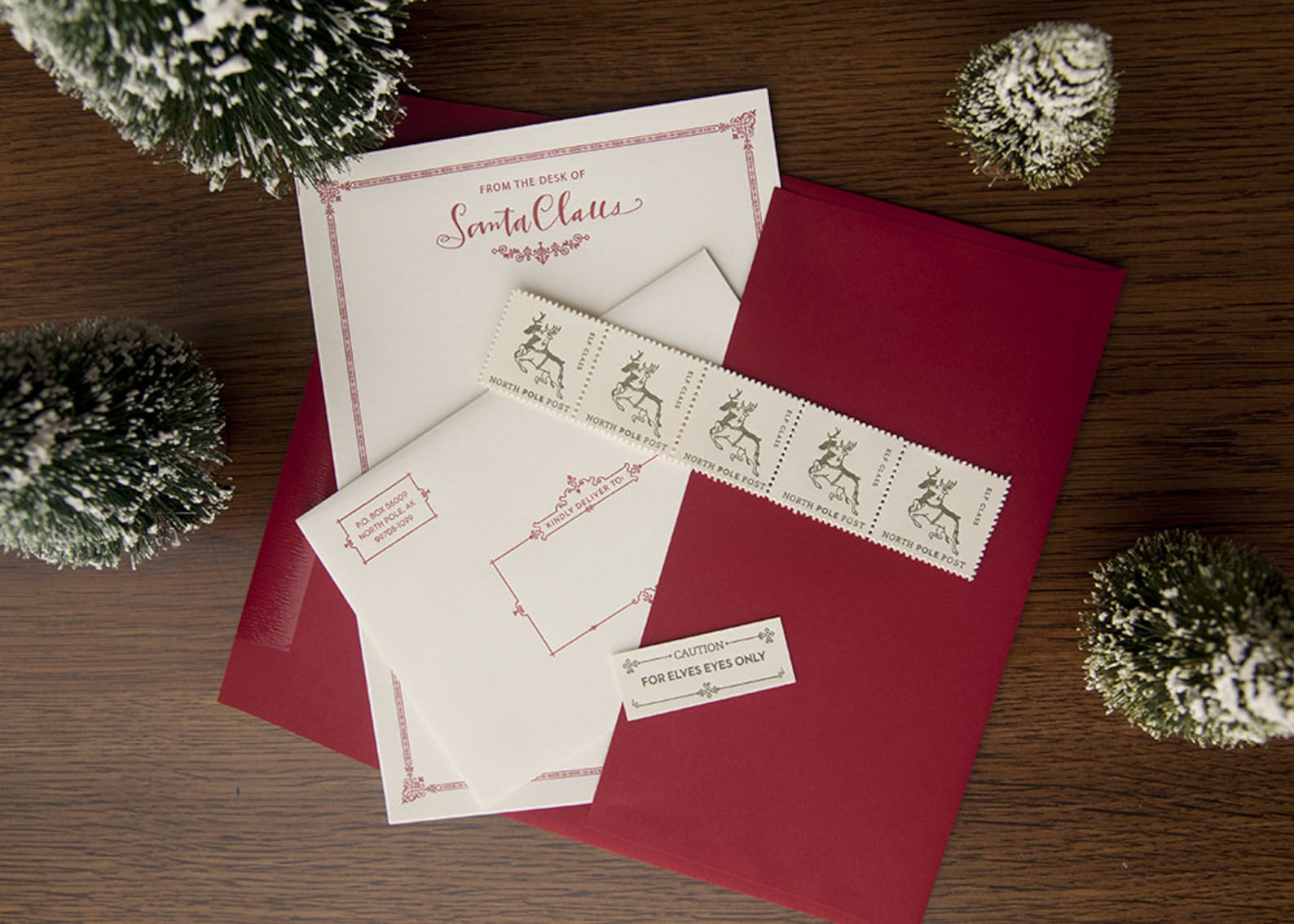 Santa Stationery Kit - Letter From Santa - 5 Pack Letterpressed ...