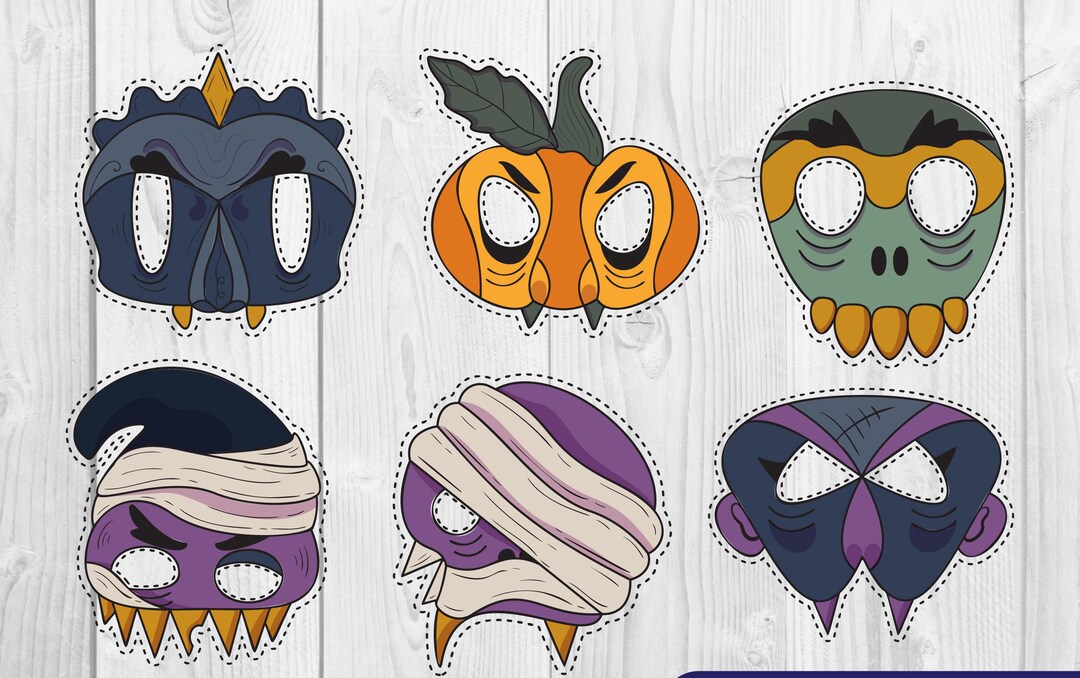 Halloween Mask Printable at Home Bundle Mask Halloween Monster Costume ...