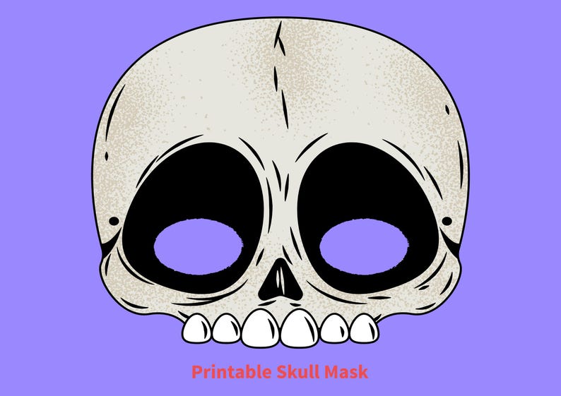 Halloween Mask Printable at Home Skeleton Mask Halloween Skull Costume ...