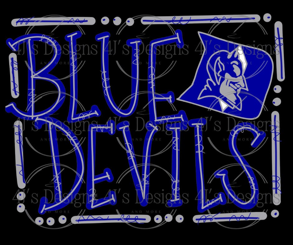 Blue Devils Doodle PNG With Transparent Background - Etsy
