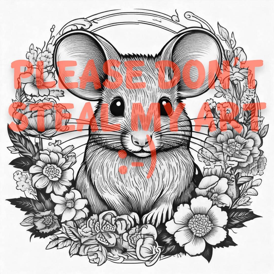 Digital File of Cute Mouse in Flowers for Engraving. Enjoy! - Etsy