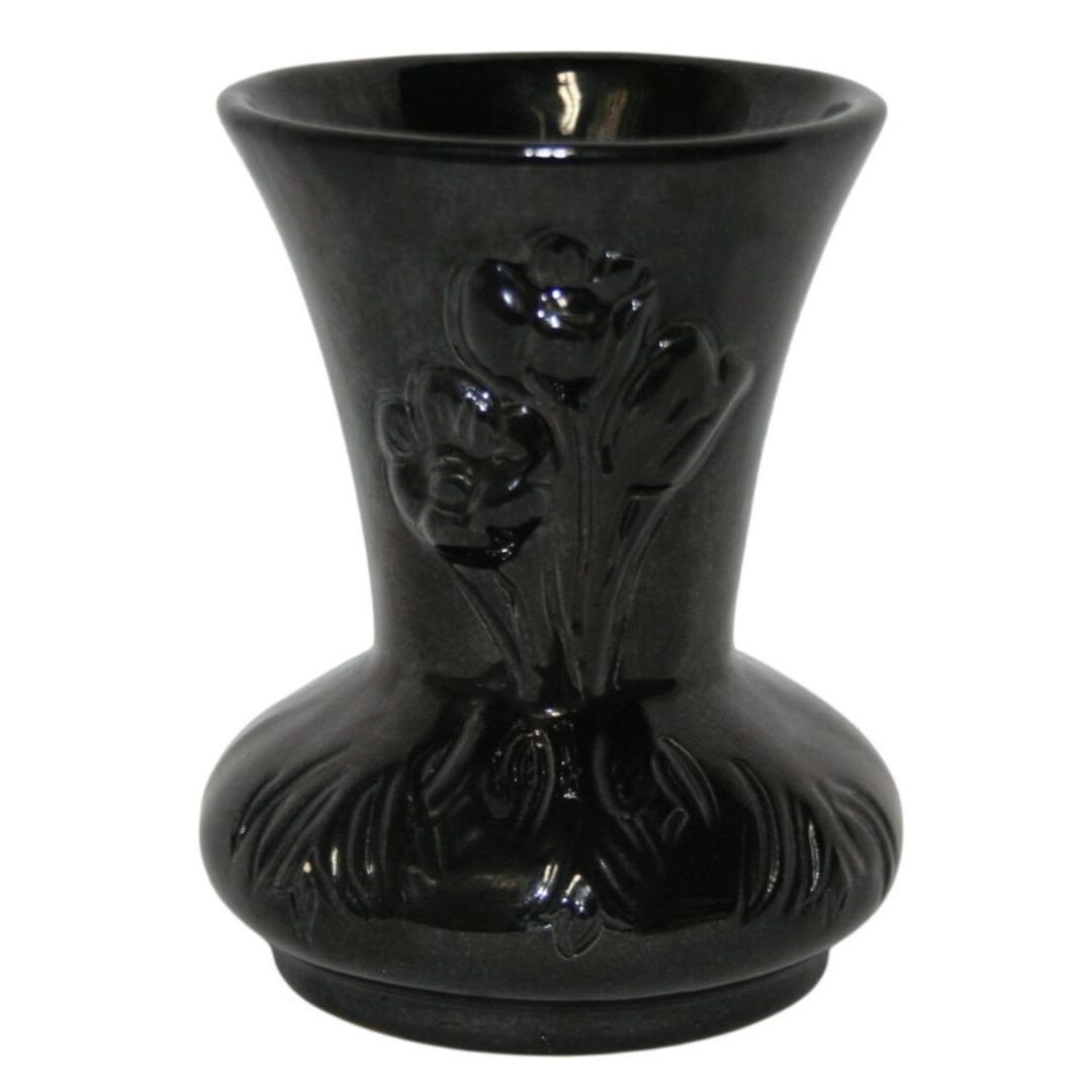 Vintage Van Briggle Black Ceramic Tulip Trumpet Vase 5" Handcrafted ...