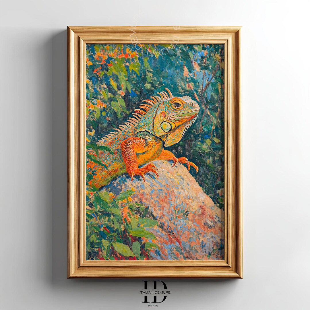 Colorful Iguana Printable Wall Art – Tropical Jungle Digital Print ...