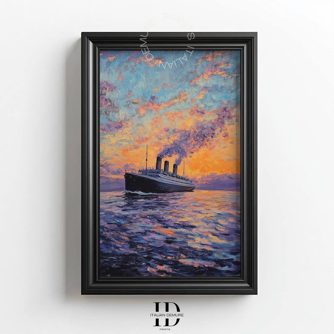 Titanic Sunset Painting – Vintage Ocean Liner Wall Art – Nautical ...