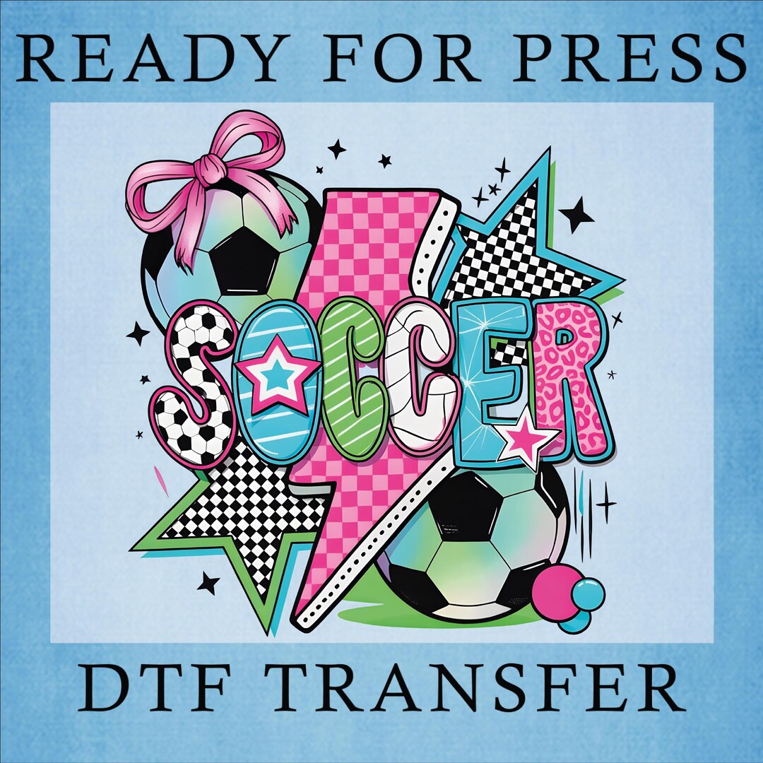 Preppy Soccer Ready to Press, Retro Game Day Heat Press, Glitter Ball ...