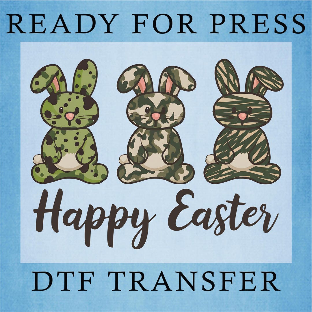 Camo Bunny Dtf, Camo Easter Bunny Ready to Press, Camouflage Bunny Dtf ...