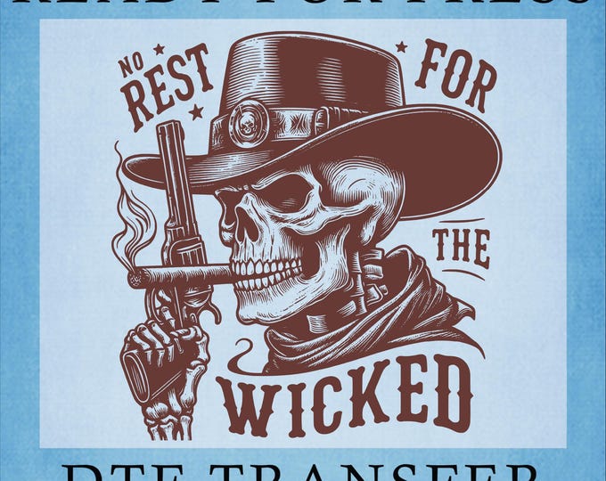 Western Skeleton Hand DTF Transfer Ready to Press Direct to Film Cold ...