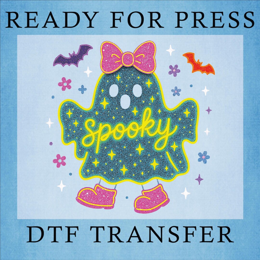 Neon Spooky Ghost DTF Transfer: Halloween Heat Press Design - Etsy