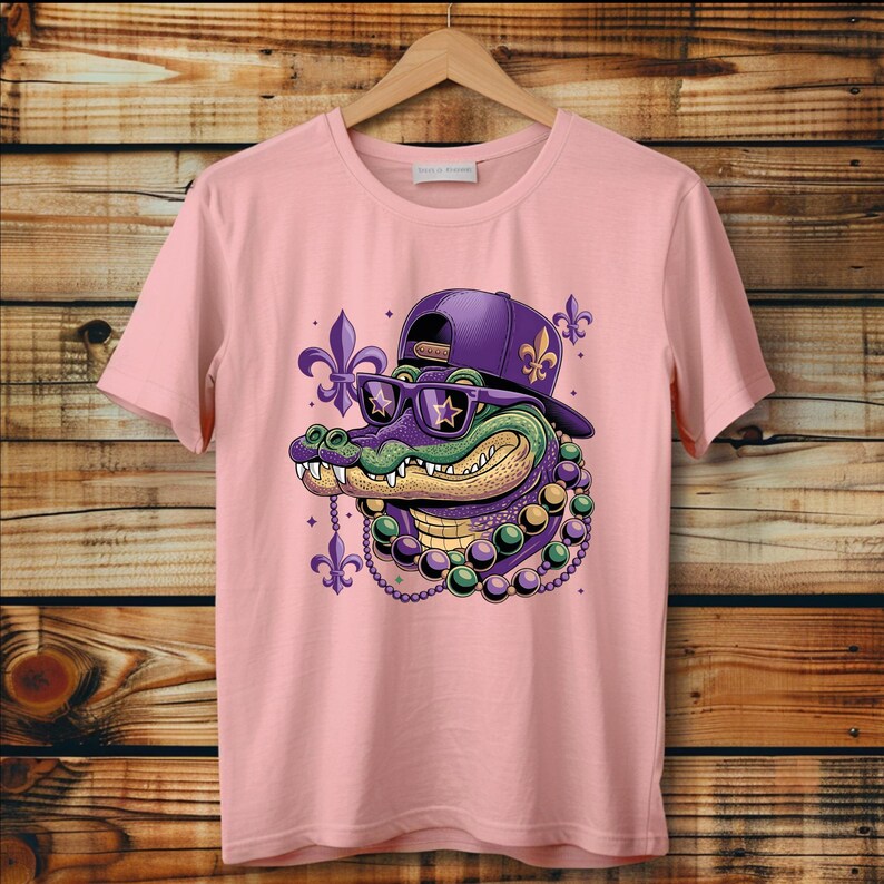 Mardi Gras Alligator DTF Heat Transfer, Carnival Gator, Ready to Press ...