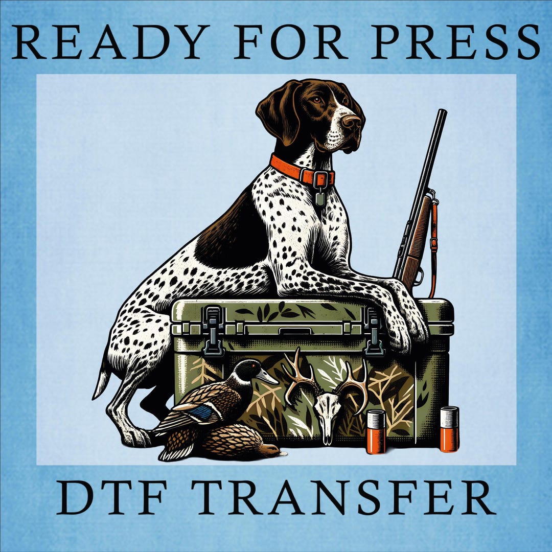 German Shorthaired Pointer DTF Transfer: Camo Hunting Dog Heat Press ...