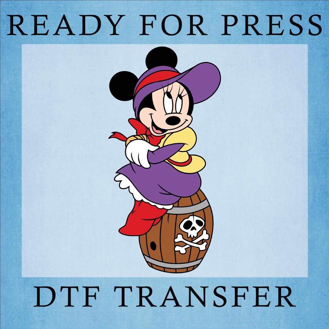 Minnie Mouse Pirates Ready to Press, Disney Pirate Character Dtf, Retro ...
