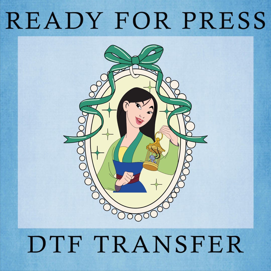 Disney Mulan Dtf, Mulan Prince Frog Mirror Classic Coquette Bow Ready ...