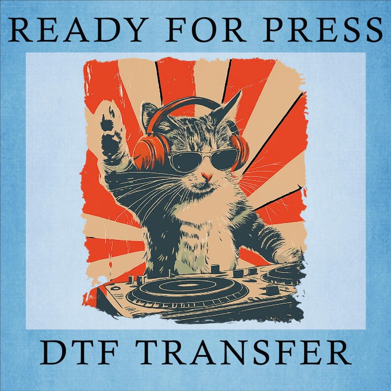 Cool DJ Cat DTF Transfer, Funny Cat With Headphones Dtf, Funny Cat ...