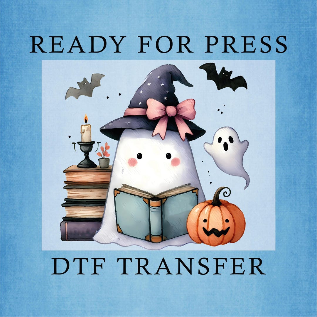 Halloween Ghost Reading Book Dtf Transfer, Halloween Cute Ghosts Dtf ...
