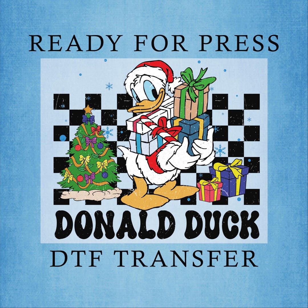 Donald Duck Christmas Dtf, Duck Package Christmas Dtf, Retro Christmas ...