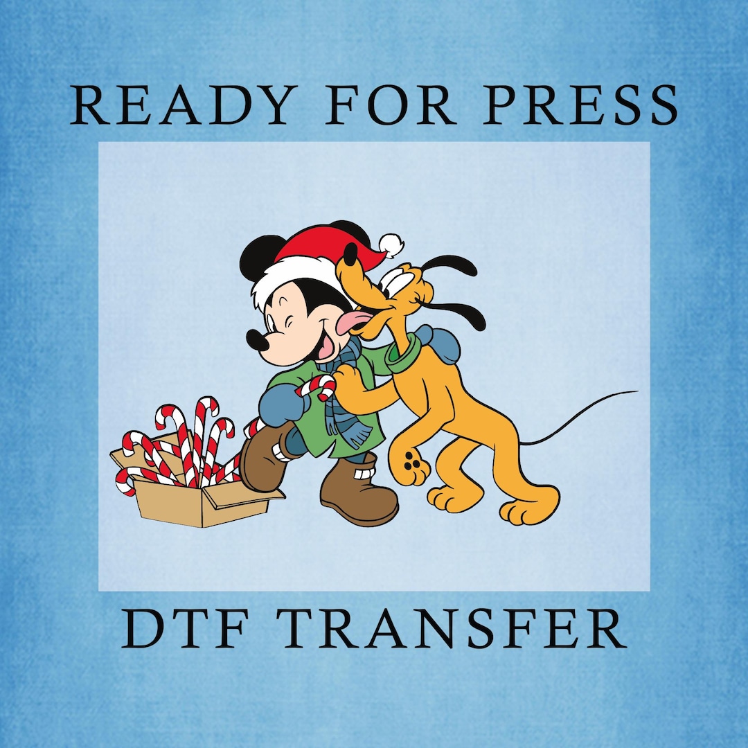 Mickey Mouse and Pluto Christmas Candy DTF Heat Transfer - Etsy
