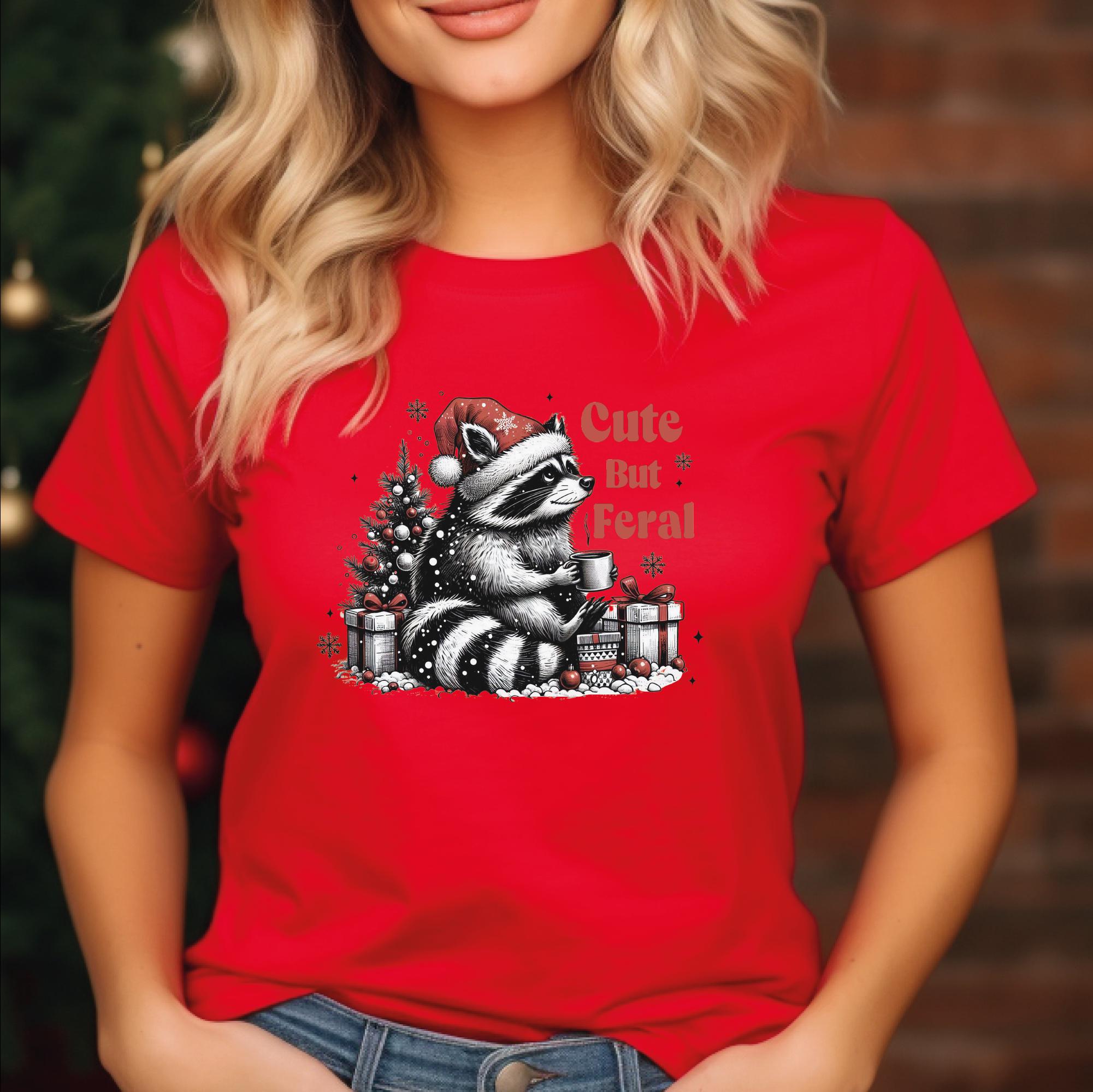 Cute but Feral Christmas Racoon Santa Ready to Press, Funny Racoon ...