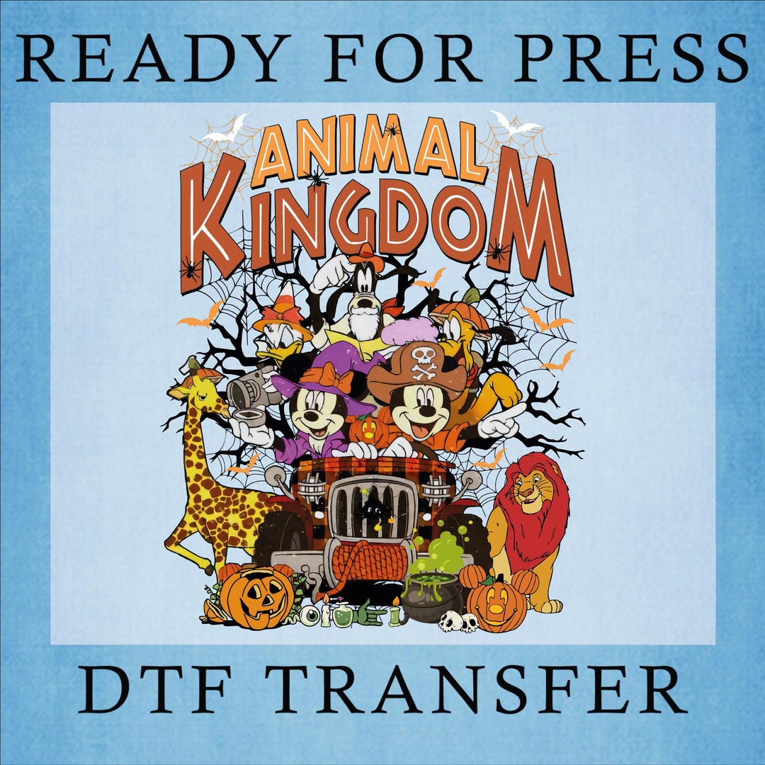 Animal Kingdom Halloween DTF Transfer: Mouse & Friends Safari Heat ...