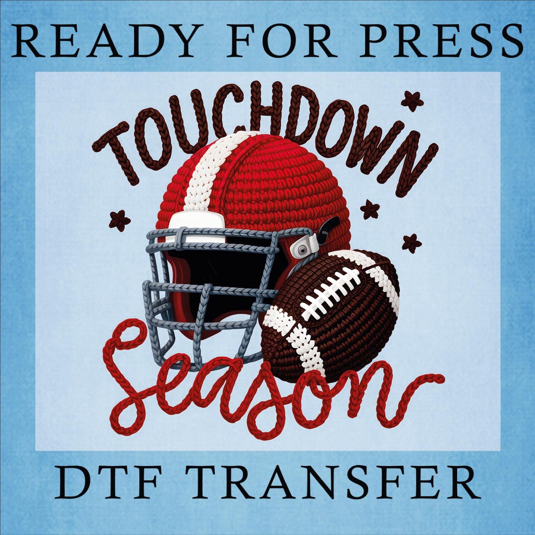 Football Latch Hook Yarn DTF Transfer: Ready to Press - Etsy