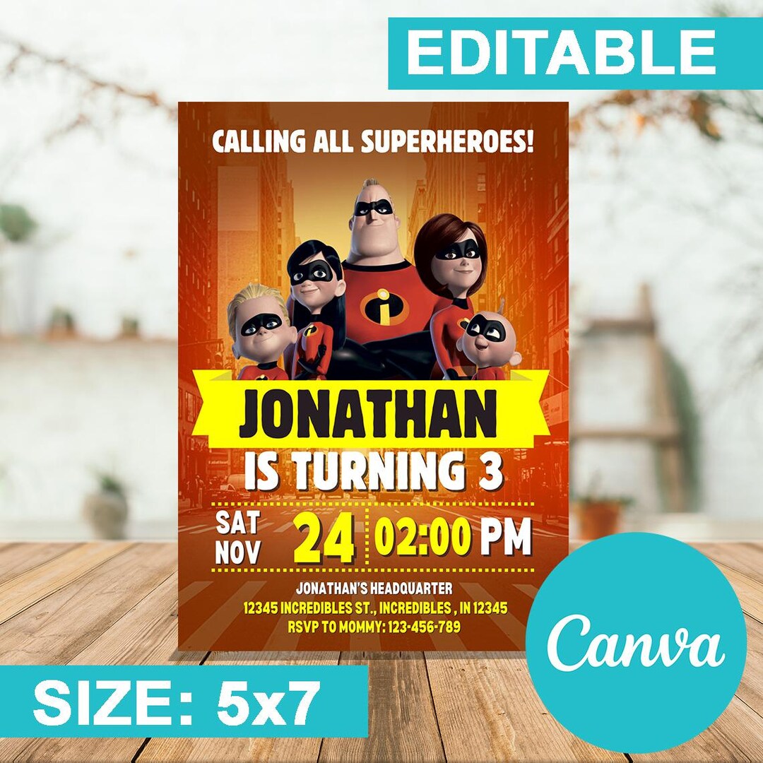 The Incredibles Invitation, the Incredibles Birthday Invitation, the ...