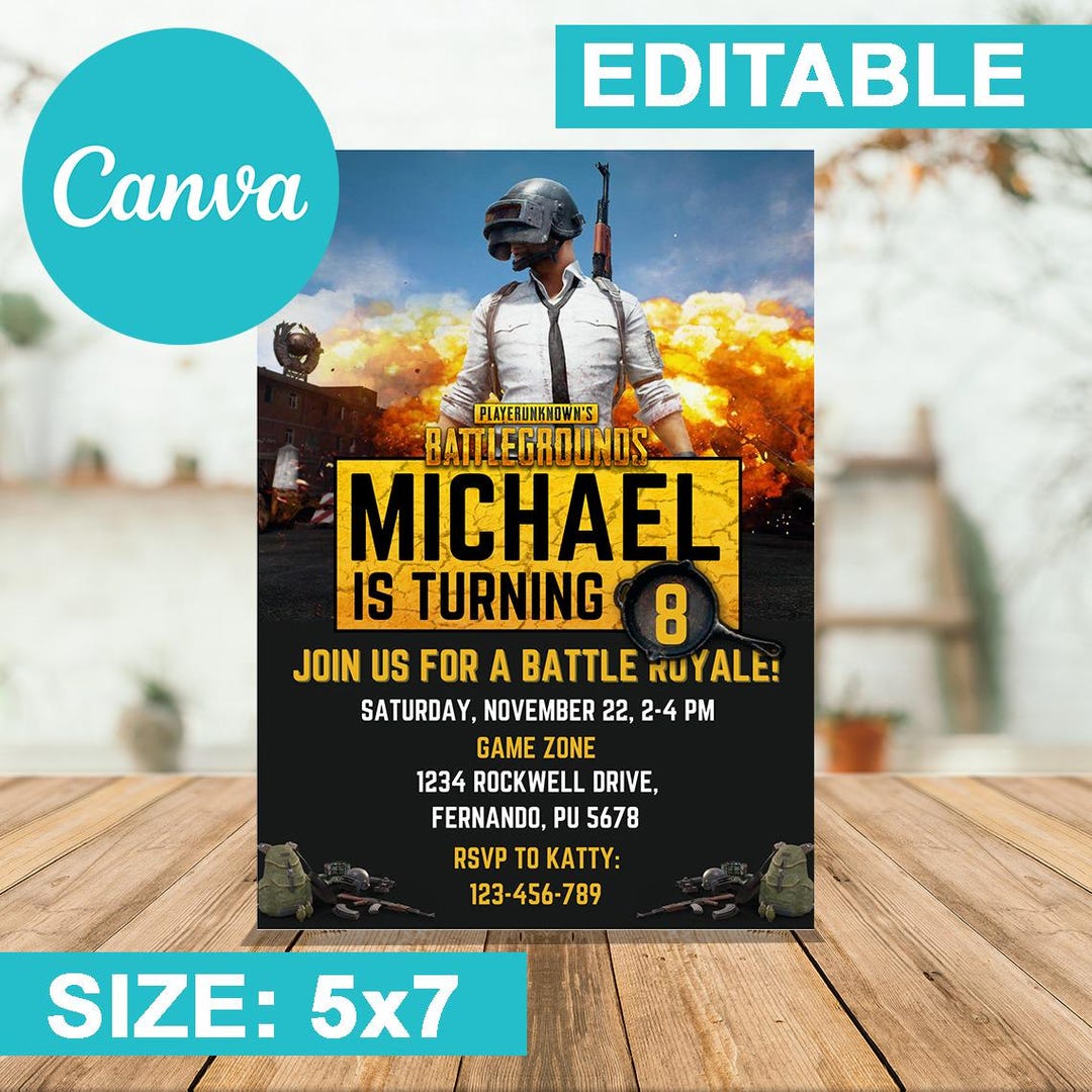 PU Battle BG Invitation, Game Birthday Invitation, Pu Battle Bg ...