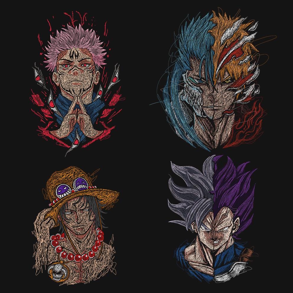 Designs Shirt Anime Scribble Style Bundle Epic Anime T-shirt Design ...