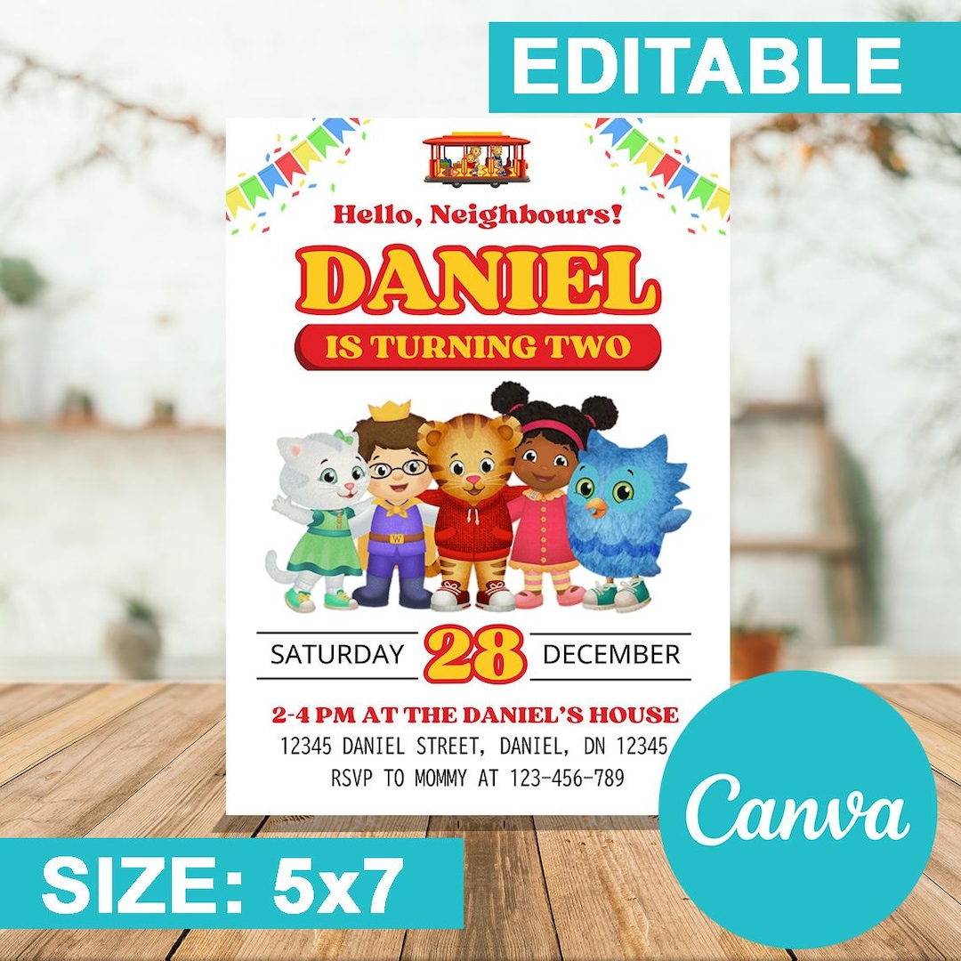 Printable Editable Birthday Invitation, Daniel Tiger Birthday ...