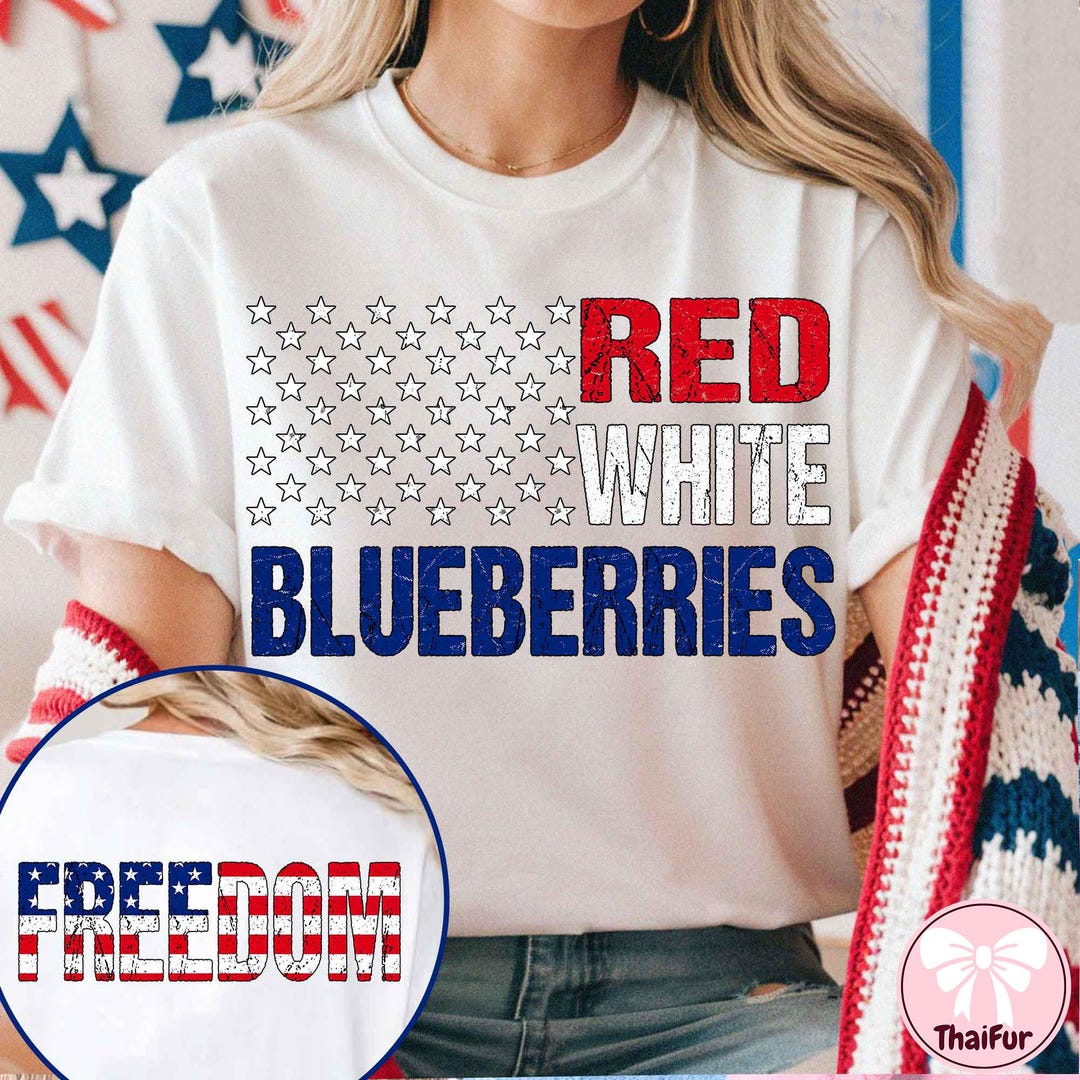 Blueberry Festival, Preppy Red White and Blueberries PNG, Faith Design ...