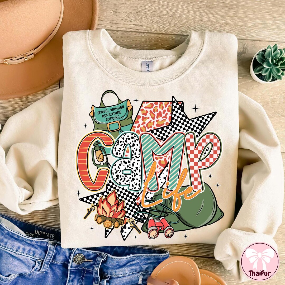 Preppy Camping Mode Png, Brushstroke Camping Png, Camping Shirt Design ...