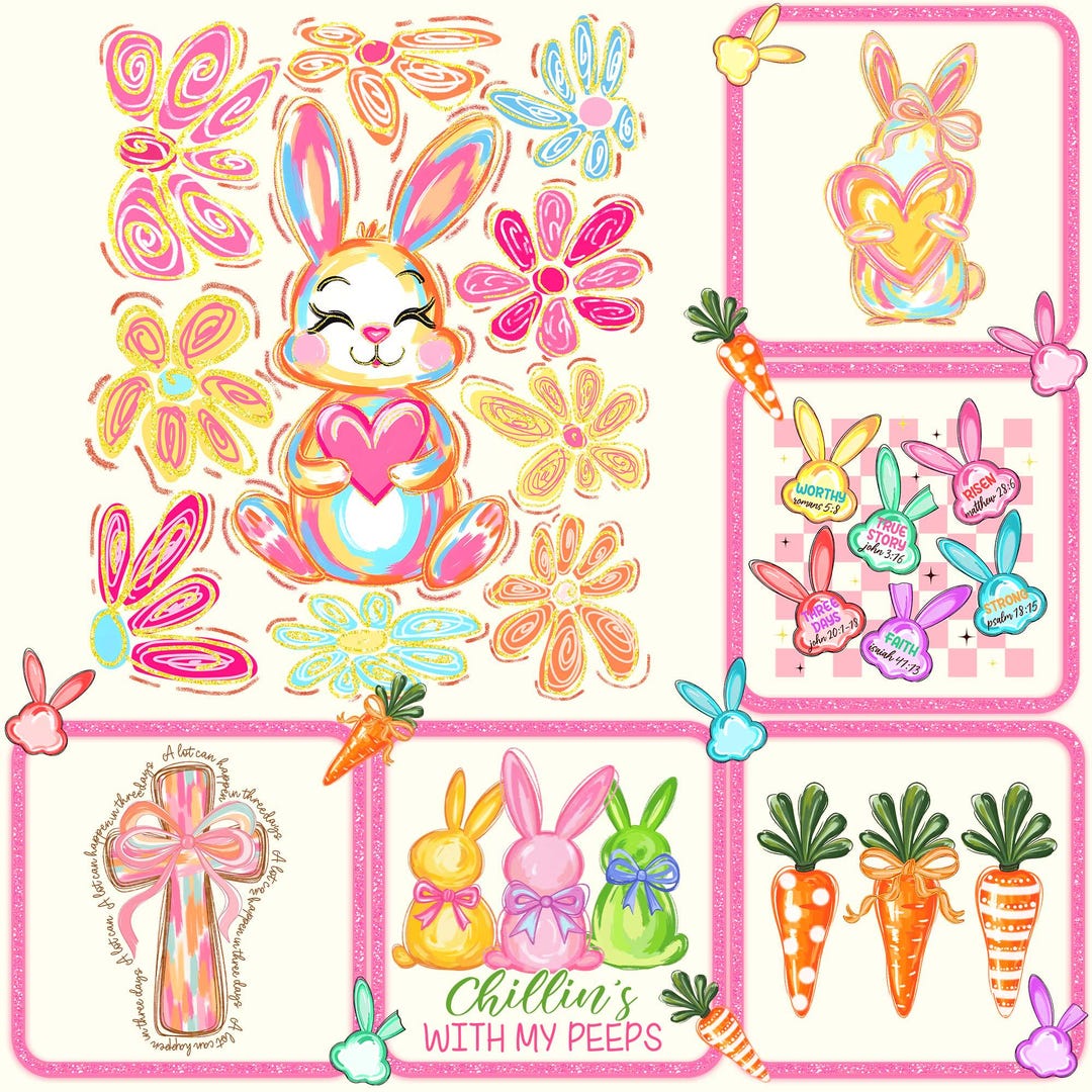 BUNDLE Brushstroke Bunny Easter Png, Bunny Coquette Bow Png, He is ...