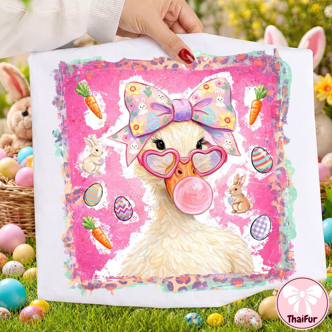Preppy Easter Goose Leopard Png, Coquette Christian Duck Png ...