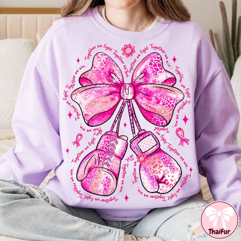 Preppy Pink Bow Boxing Gloves Png, Preppy Breast Cancer Awareness PNG ...