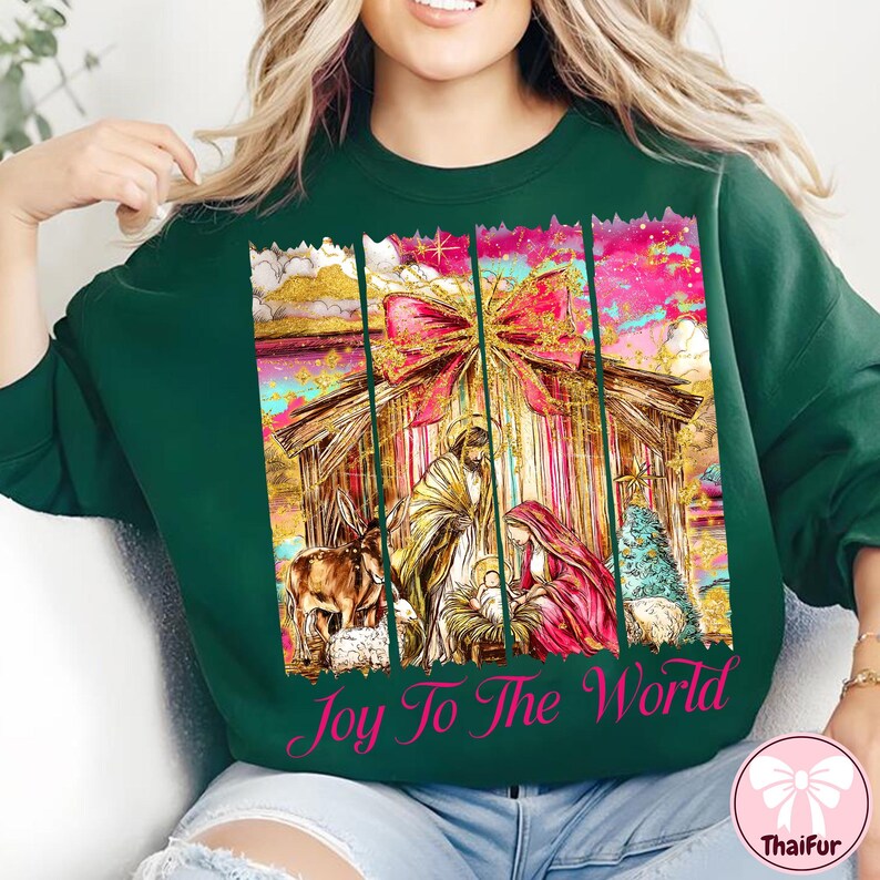 Coquette Jesus Christmas Png, Preppy Joy to the World PNG, Baby Jesus ...