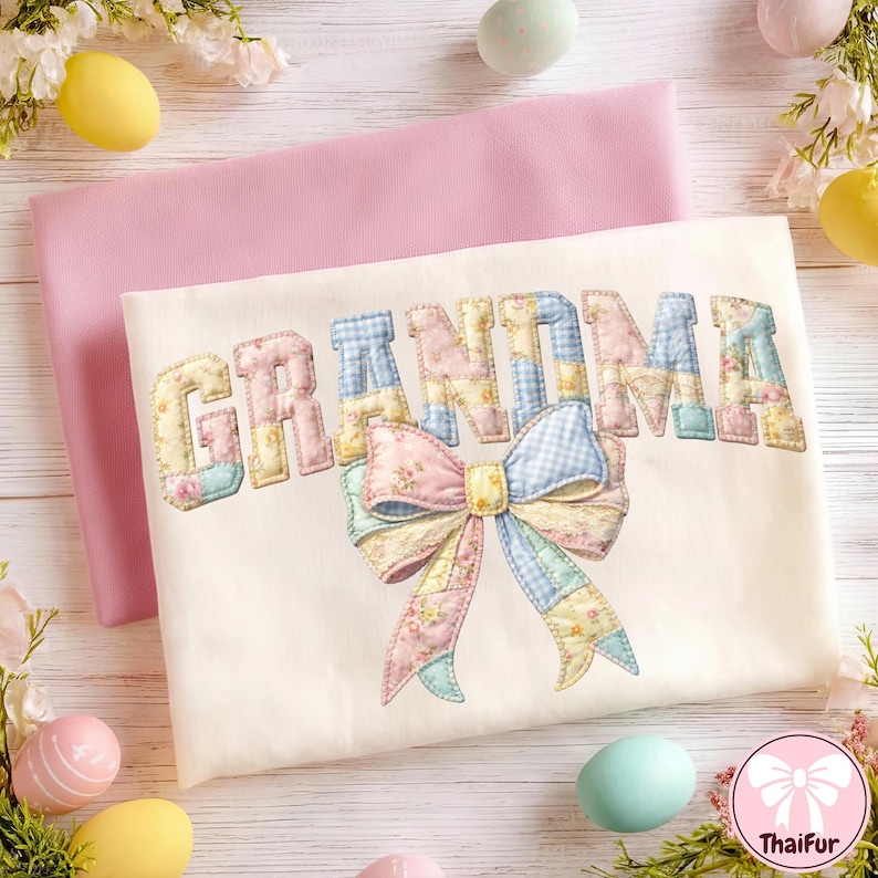 Patchwork Mama Easter Coquette PNG, Faux Patchwork Happy Easter Bundle ...