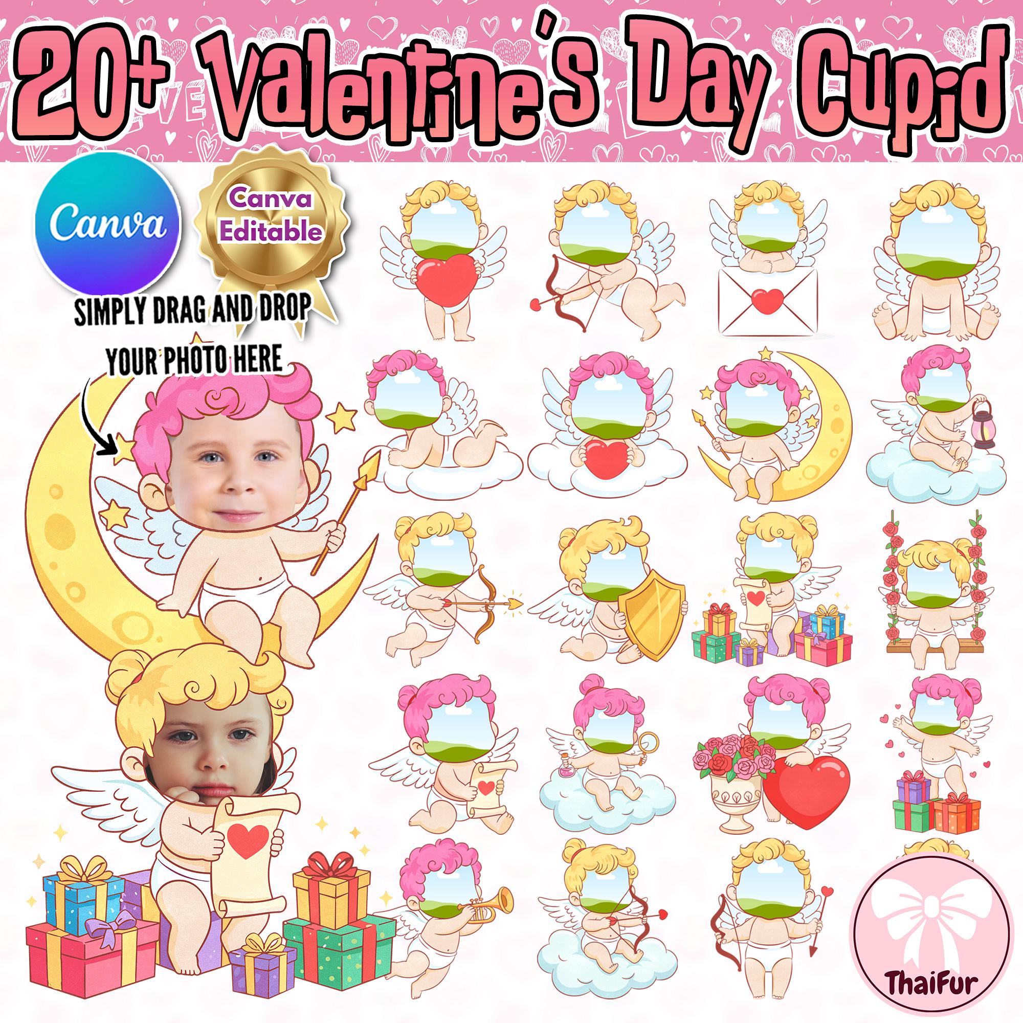 Canva Template Valentine’s Day Cupid, Add Your Own Photo, Cupid Boy ...