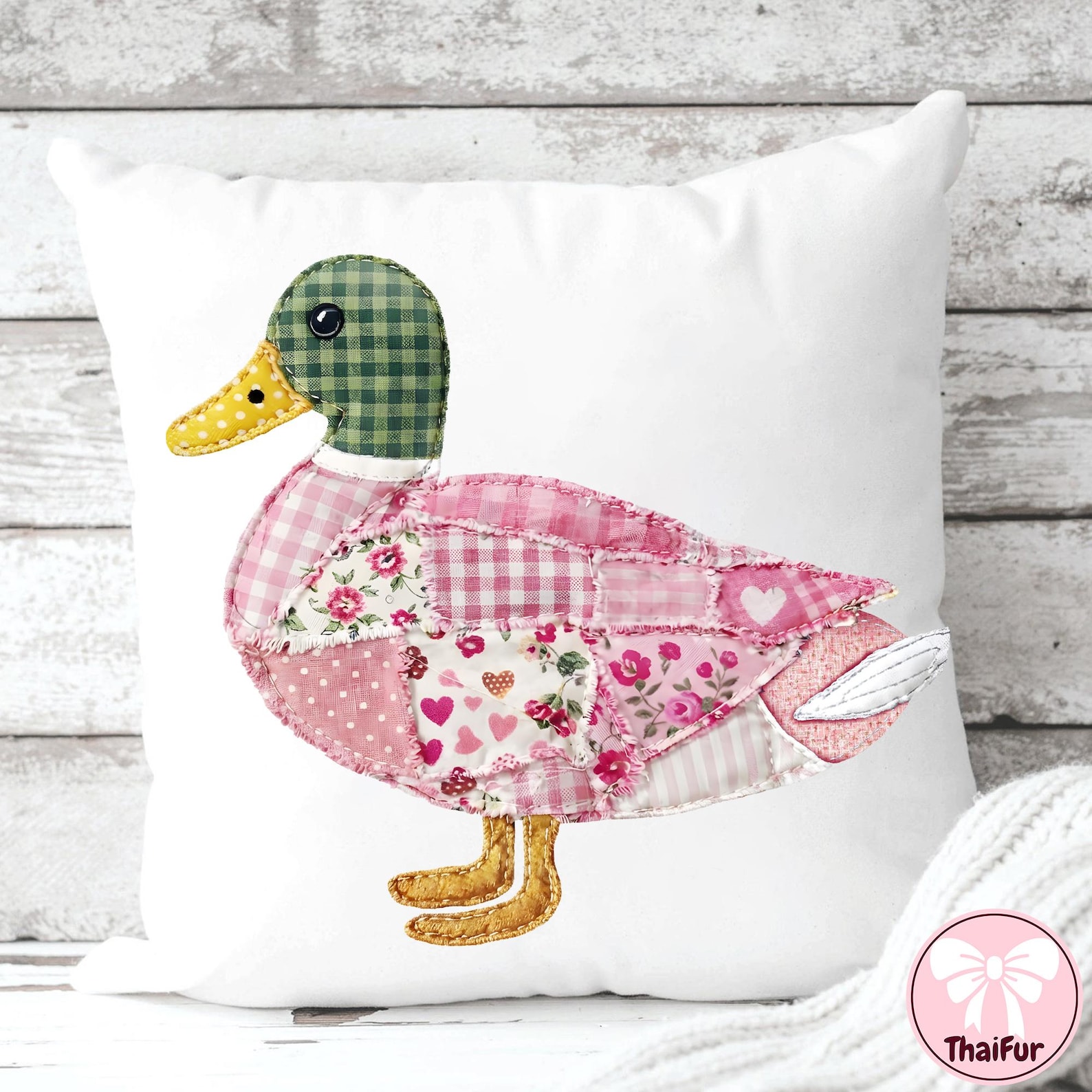 Grandma Core Duck PNG, Patchwork Quilted Mallard Duck Design, 90s ...
