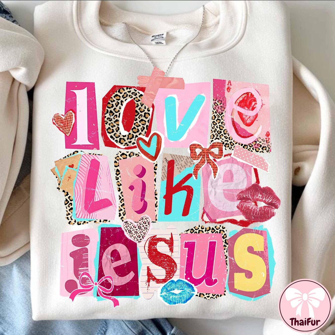 Love Like Jesus PNG, Christian Religious Torn Paper Letters, Hearts ...