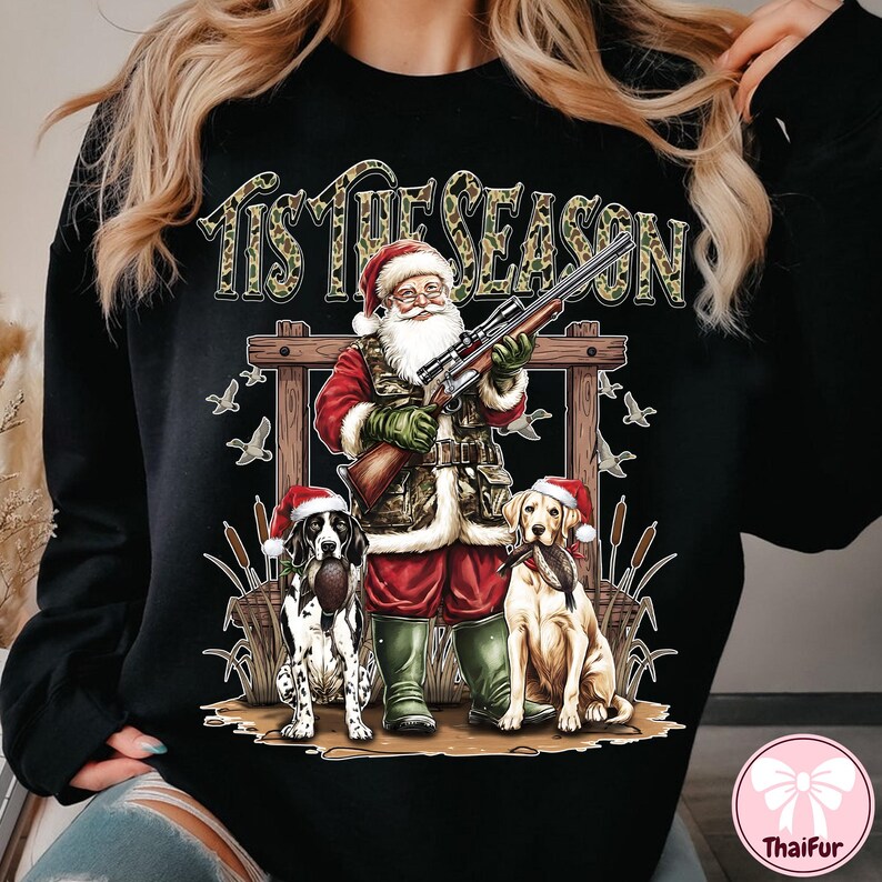 Camo Santa Png, Tis the Season Hunter Christmas Png, Boys Hunting Shirt ...