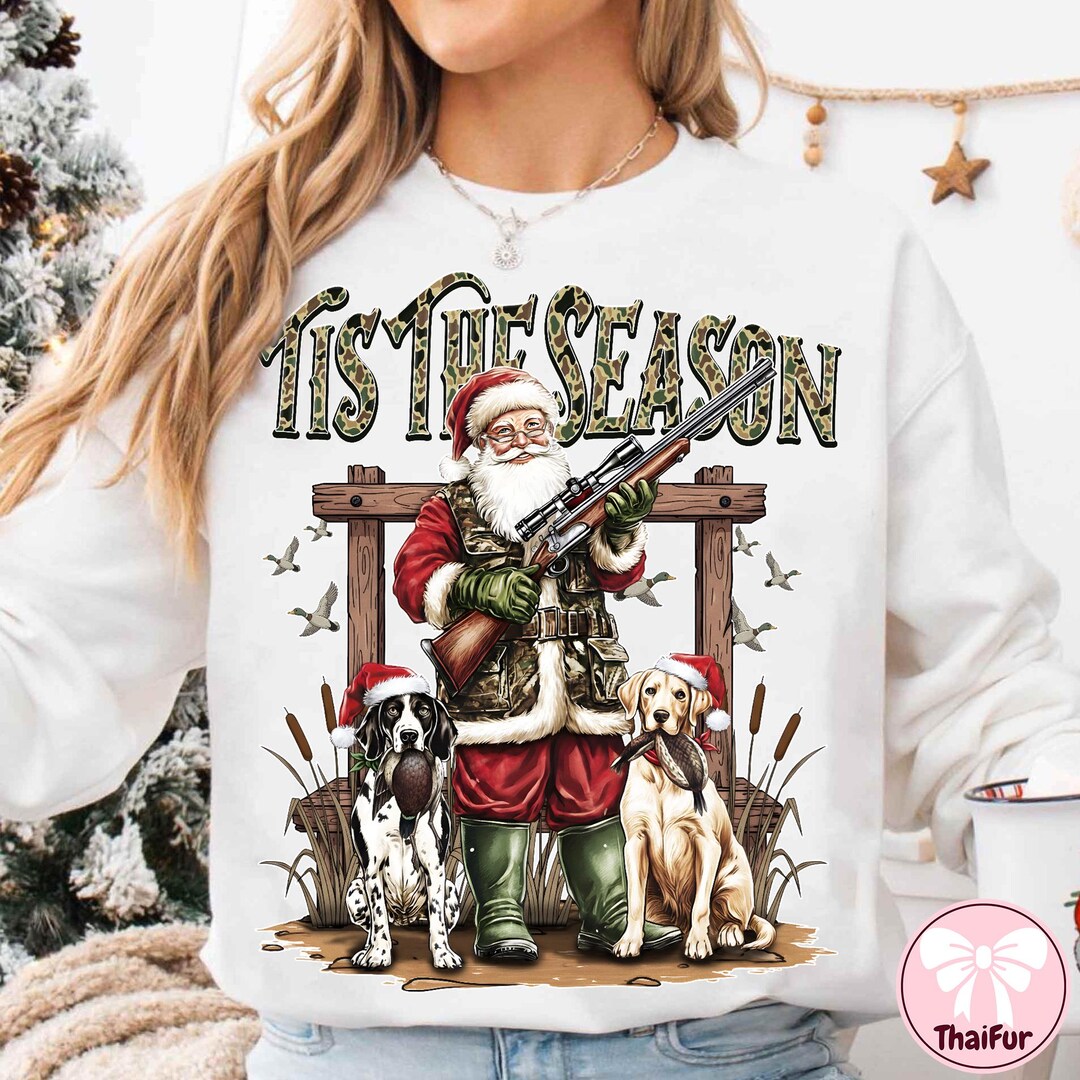 Camo Santa Png, Tis the Season Hunter Christmas Png, Boys Hunting Shirt ...