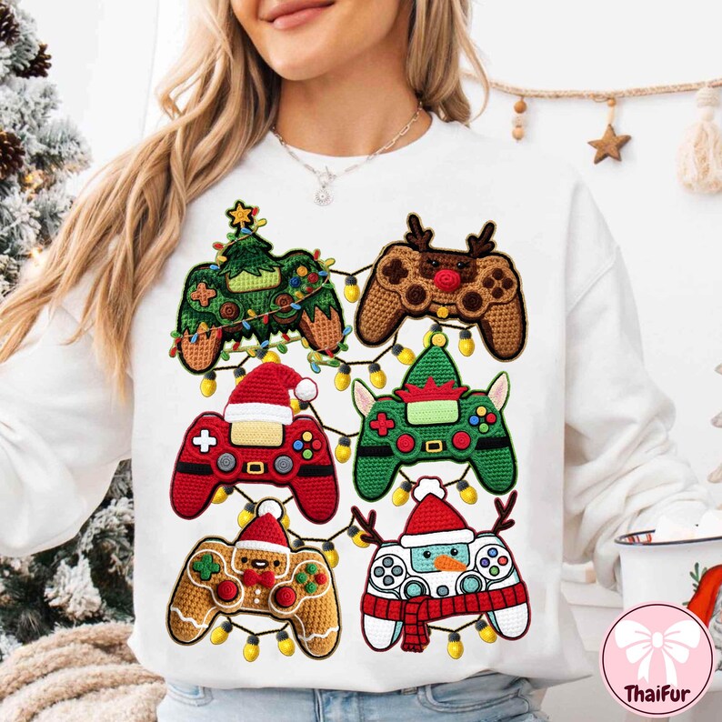 Faux Yarn Christmas Design for Kids PNG, Gaming Controller Christmas ...