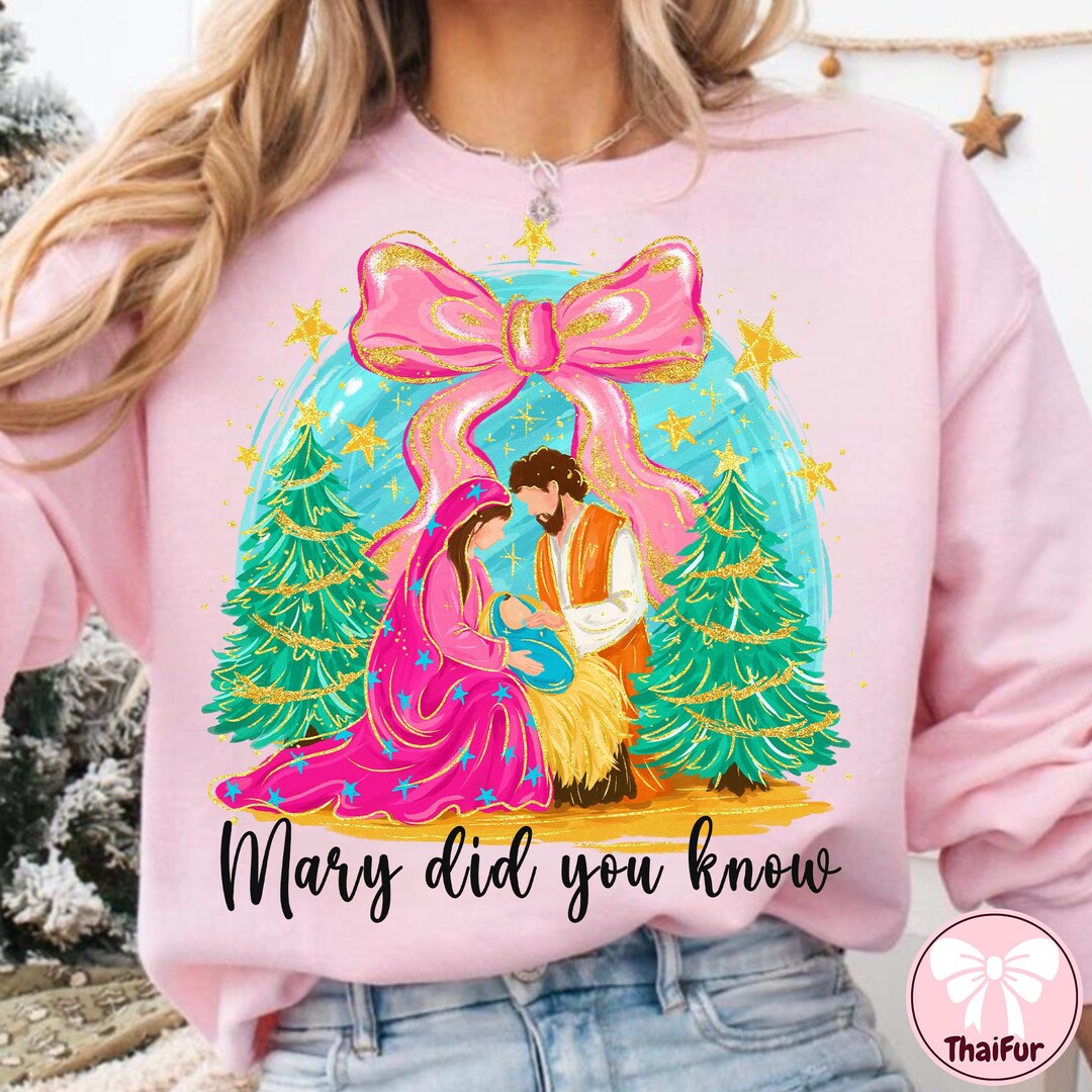 Preppy Painted Christian Nativity Scene PNG, Mary Did You Know Png ...