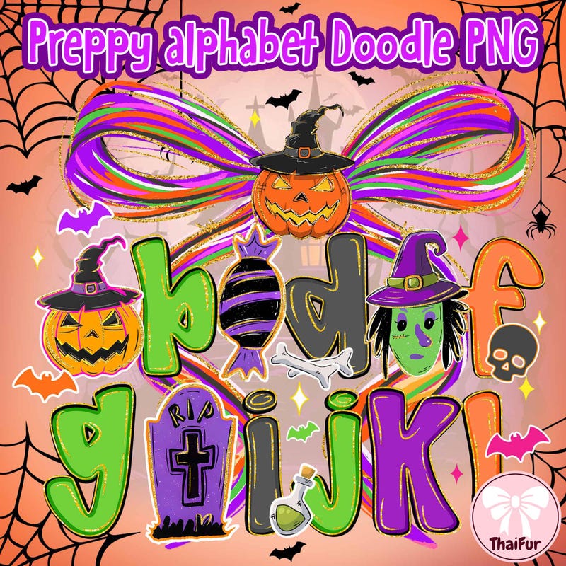 Halloween Doodle Alphabet - Etsy