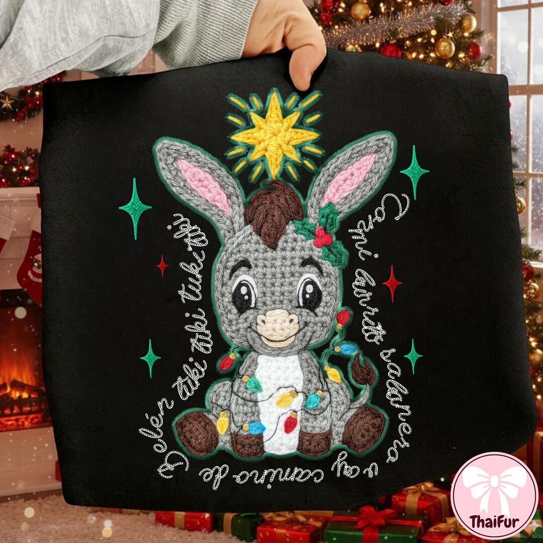 Mi Donkey Mexican Christmas PNG, Latch Hook Faux Yarn Crochet Png ...