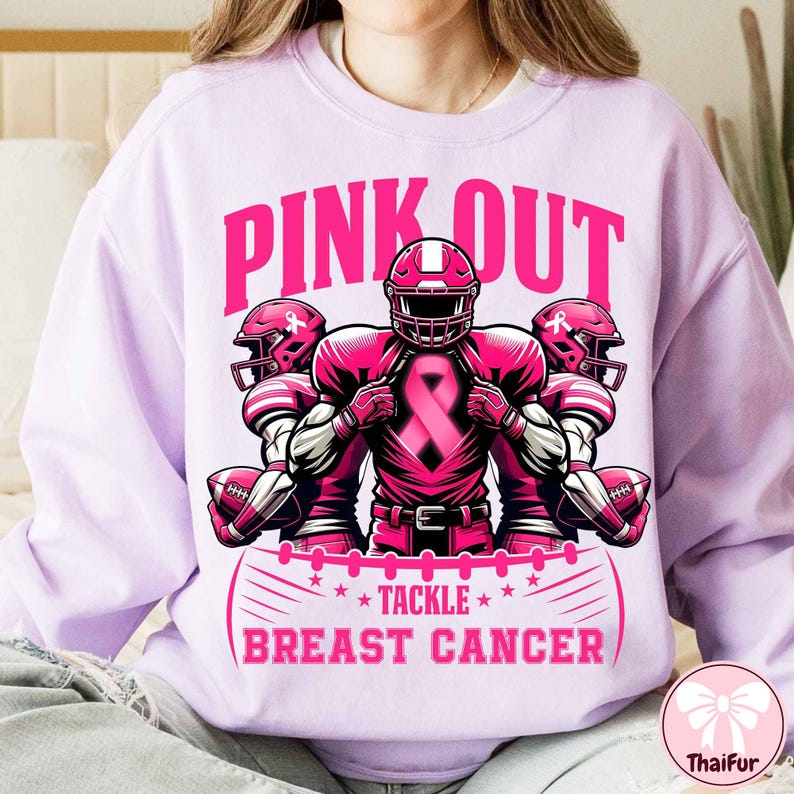 15+ Sport Breast Cancer Pink Out Png, Football Awareness Png Bundle ...